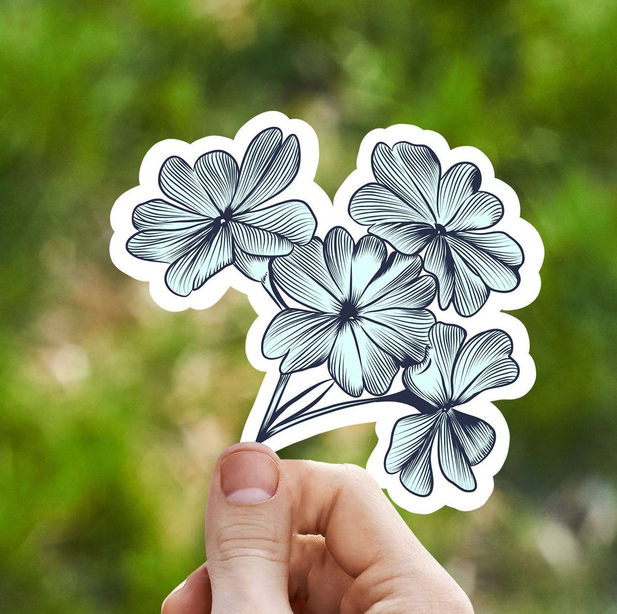 Blue Flower Sprigs Vinyl Sticker Flower Sticker Boho | Etsy