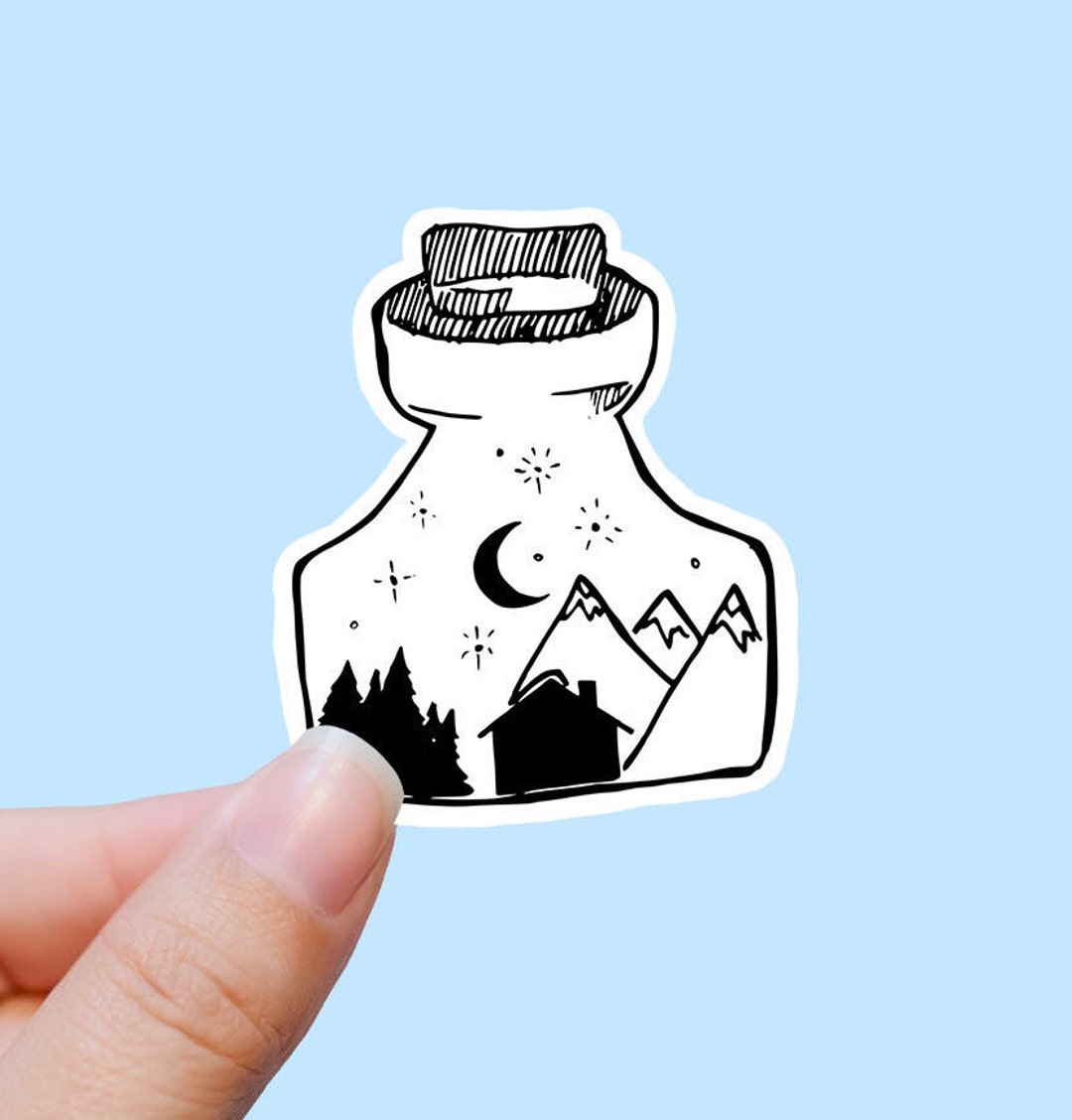 Mountain Scene Jar Vinyl Sticker, Personalized Gifts,best Friend Gift ...