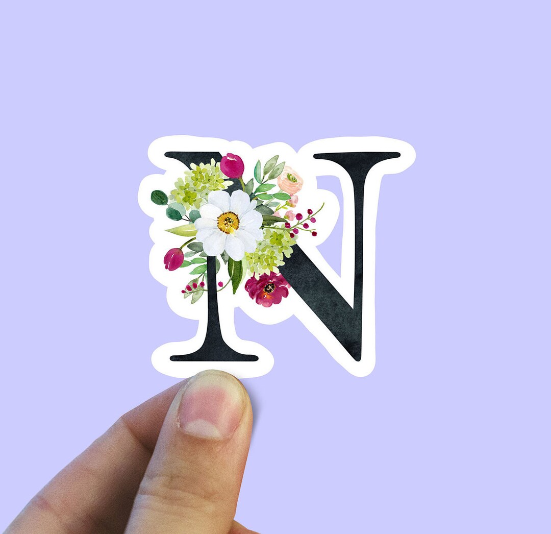 Spring Flower Letter N Vinyl Sticker, Monogram, Best Friend Gift ...