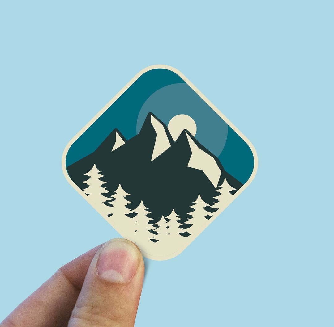 Mountain Forest Aesthetic Vinyl Sticker, Adventure Sticker, Travel ...
