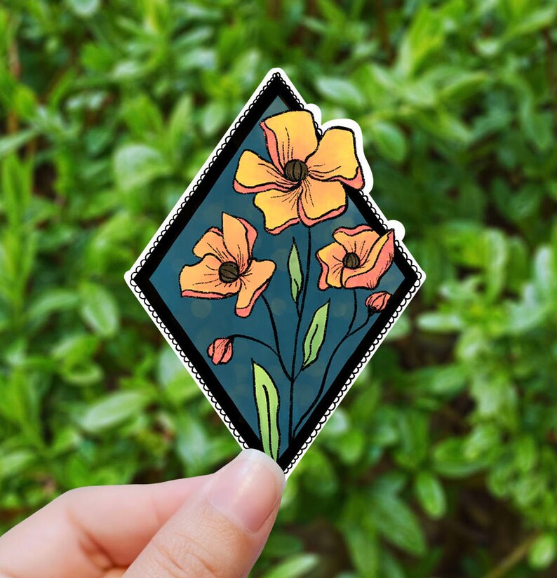 Poppy Frame Vinyl Sticker Garden Sticker Laptop Stickers - Etsy
