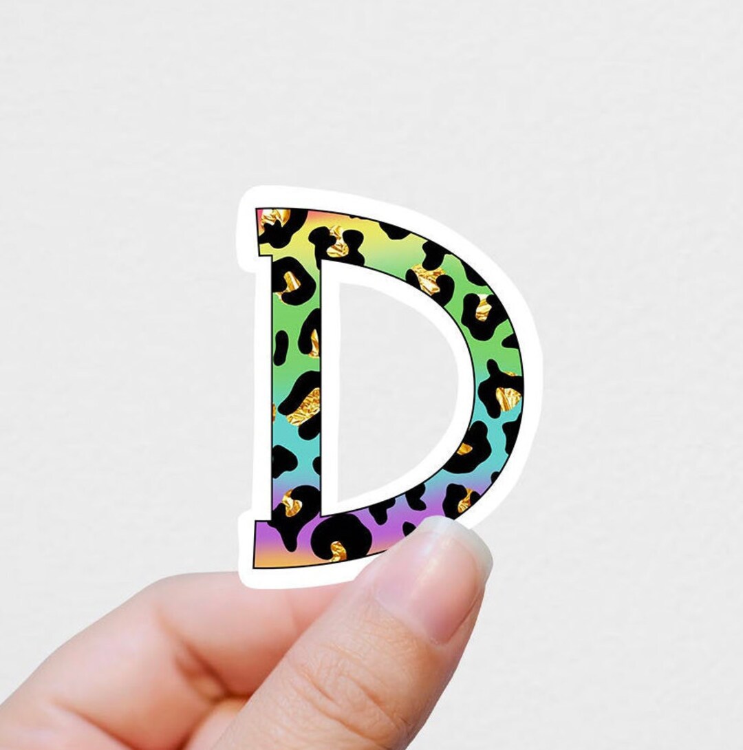 Rainbow Cheetah Letter D Vinyl Sticker, Monogram, Best Friend Gift ...