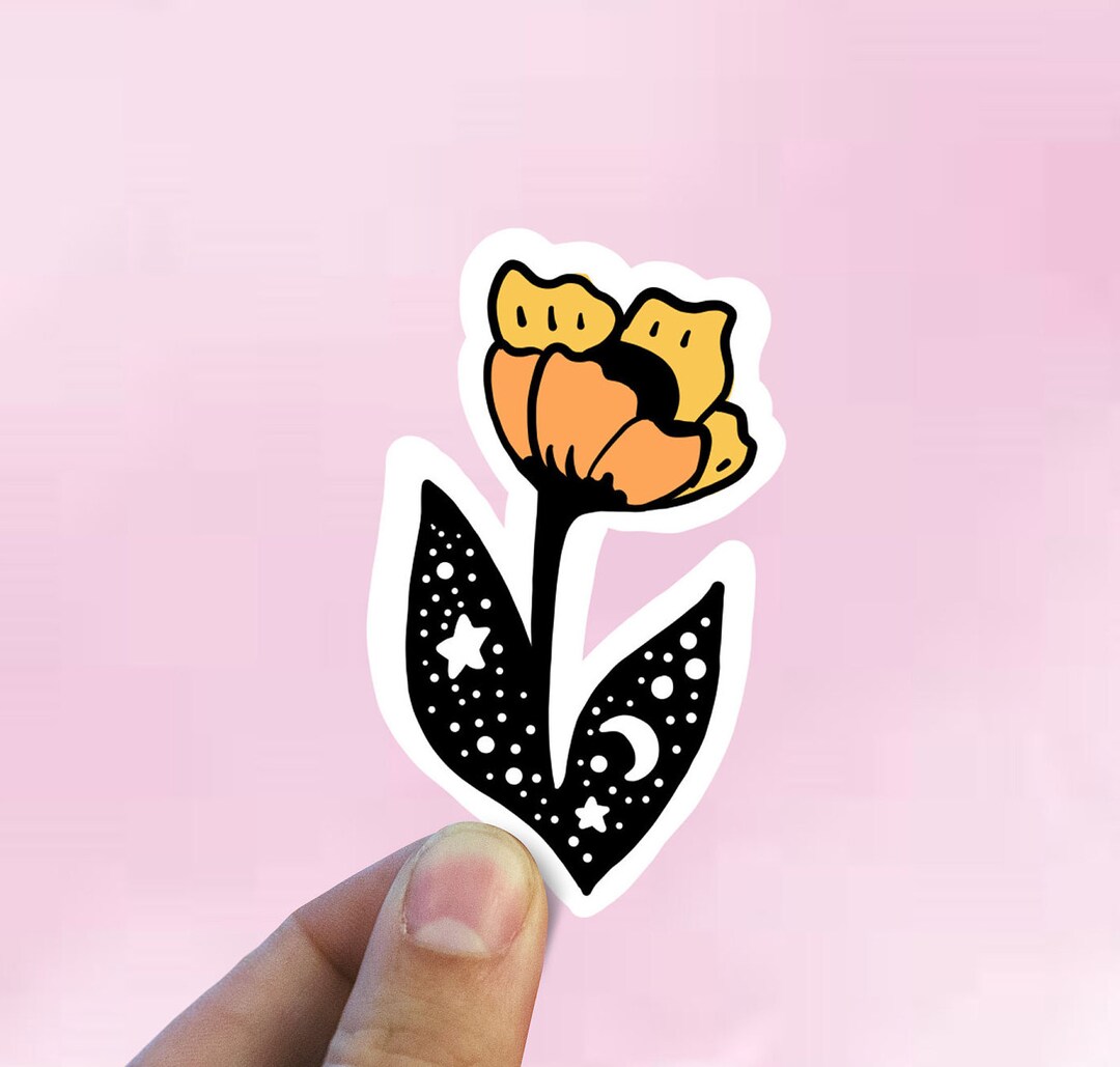 Galaxy Flower Vinyl Sticker, Illustrated Flower Sticker, Trendy ...