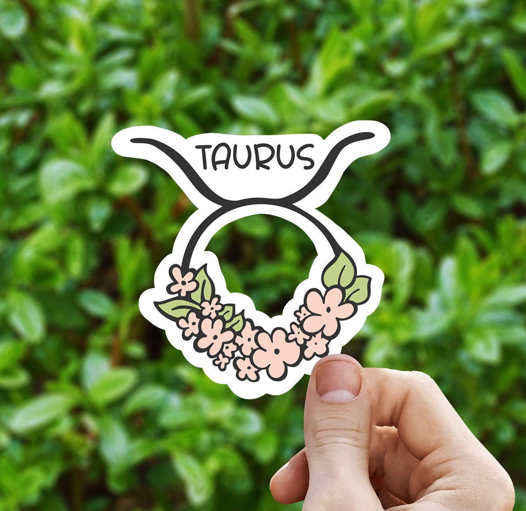 Flowered Taurus Sticker, Taurus Zodiac Sticker, Star Signs, Stickers ...