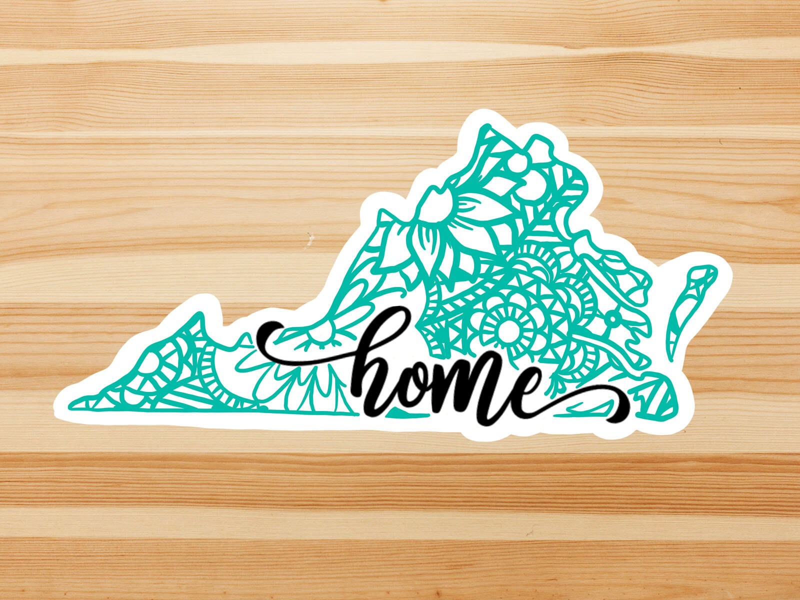 Virginia Mandala State Home Vinyl Sticker, Waterproof State Sticker ...