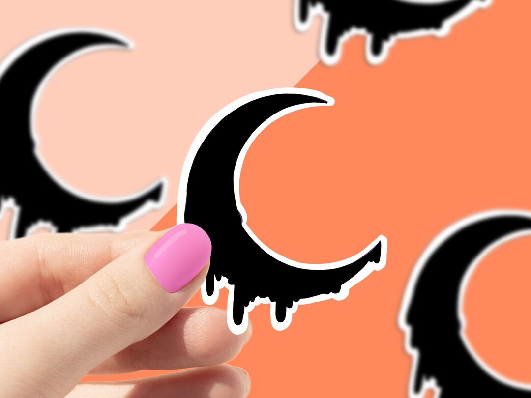 Black Dripping Moon Vinyl Sticker, Minimalist Decal, Trendy Stickers ...