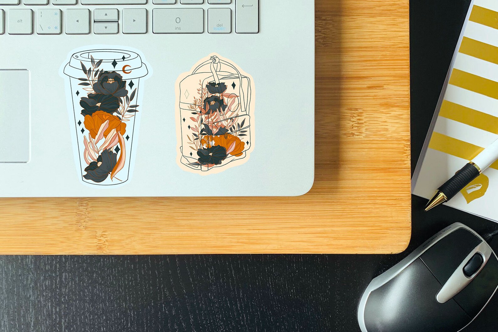 Flowered Coffee Vinyl Sticker Coffee Cup Sticker Coffee - Etsy