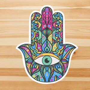 Pastel Hamsa Hand Vinyl Sticker, Evil Eye, Best Friend Gift, Laptop ...