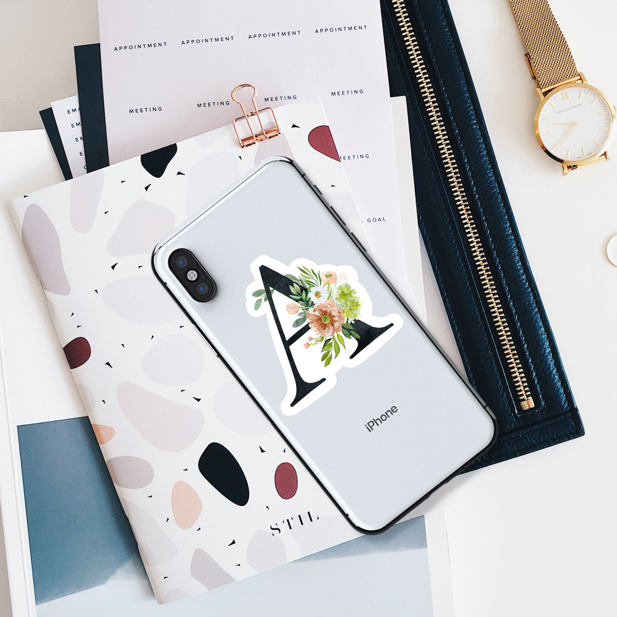 Spring Flower Letter A Vinyl Sticker Monogram Best Friend | Etsy