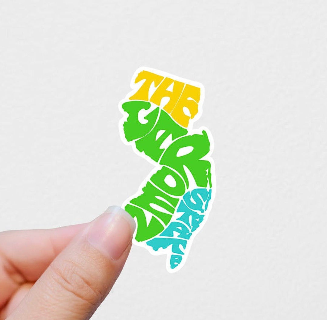State of New Jersey Outline Sticker, New Jersey, Waterproof State ...