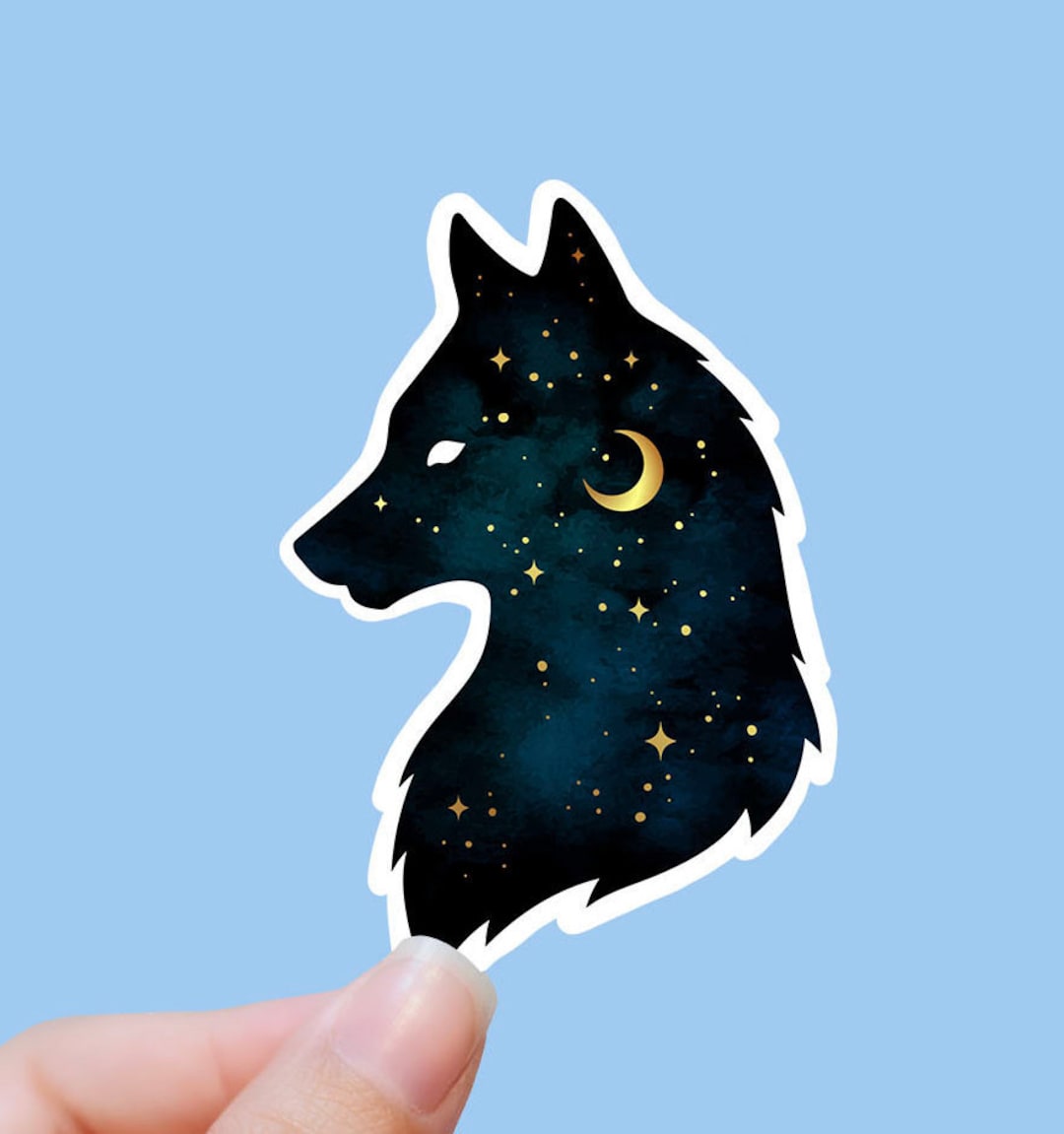 Moon Wolf Vinyl Sticker, Wolf Sticker, Best Friend Gift, Laptop Sticker ...