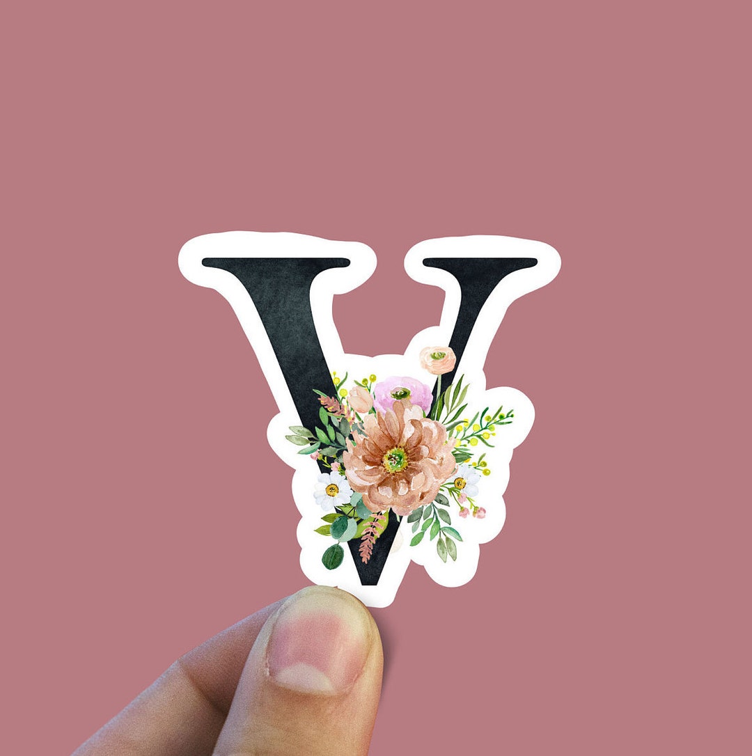 Spring Flower Letter V Vinyl Sticker, Monogram, Best Friend Gift ...