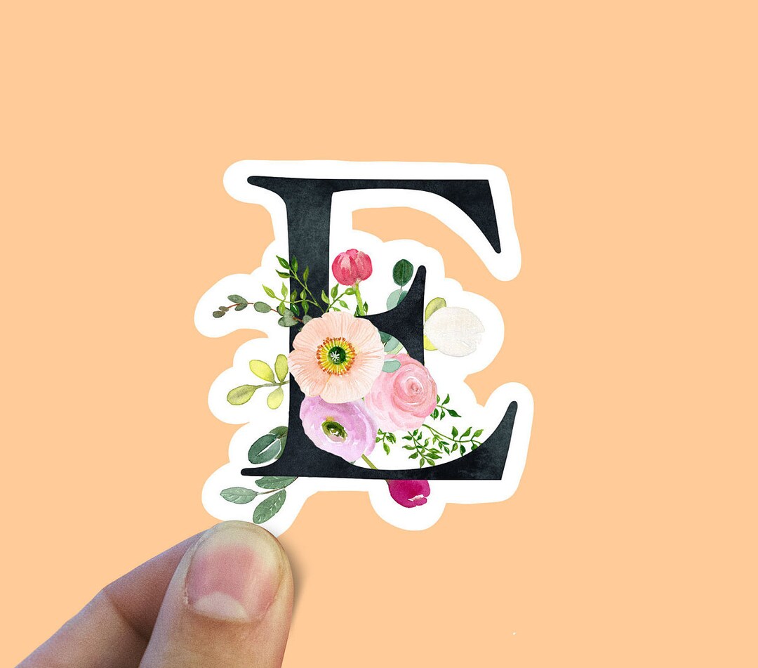 Spring Flower Letter E Vinyl Sticker, Monogram, Best Friend Gift ...