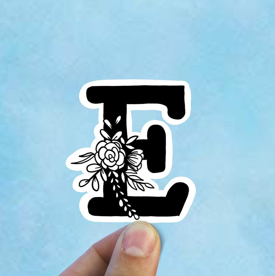 Letter E Flower Vinyl Sticker, Monogram, Best Friend Gift, Laptop Decal ...