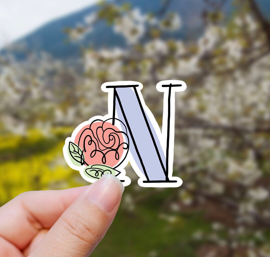 Sketch Lettered N Vinyl Sticker, Monogram, Best Friend Gift, Laptop ...