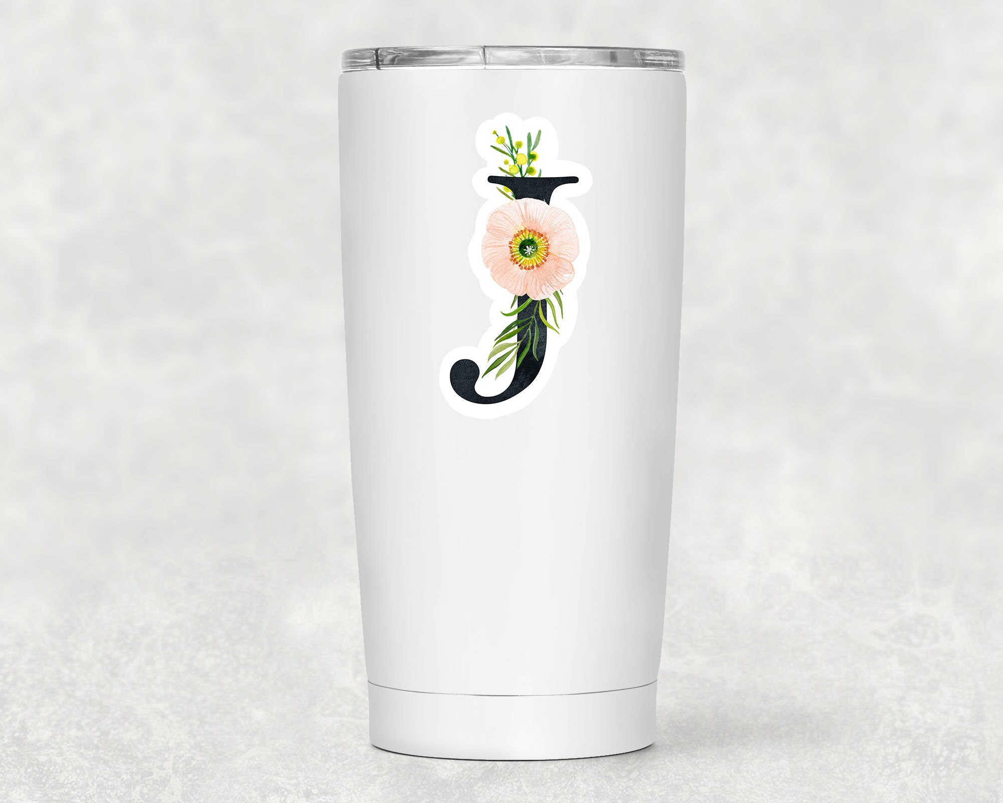 Spring Flower Letter J Vinyl Sticker, Monogram, Best Friend Gift ...