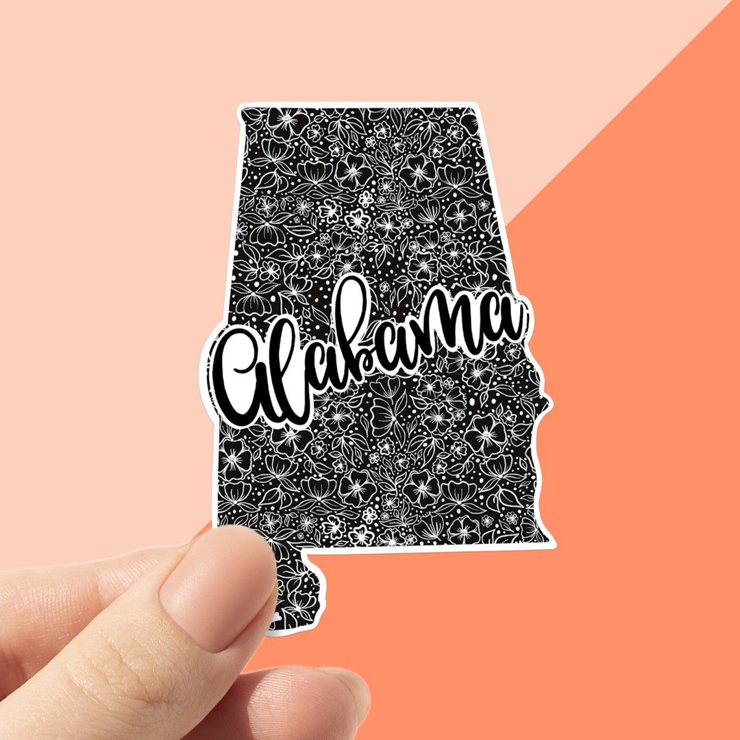 Alabama Black Floral State Stickers, Laptop and Water Bottle Stickers ...