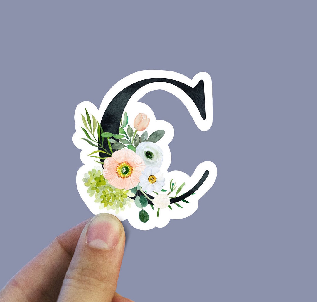 Spring Flower Letter C Vinyl Sticker Monogram Best Friend - Etsy