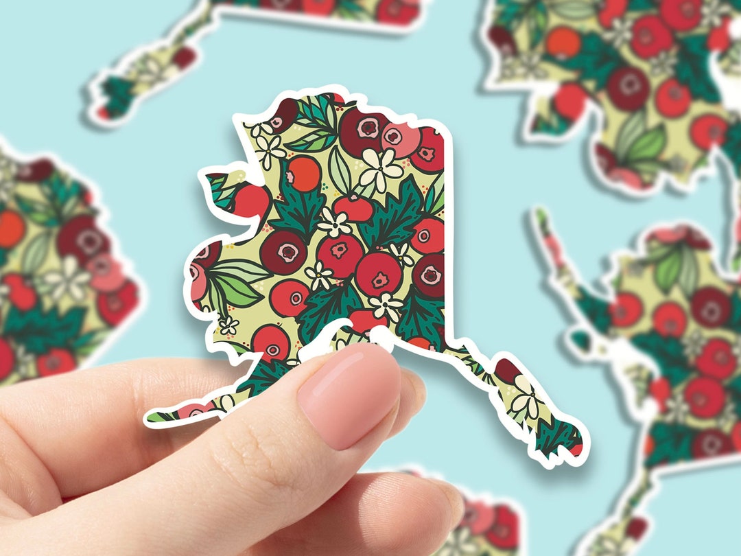 Alaska Cranberry Sticker, Alaska Decal, Waterproof State Sticker ...