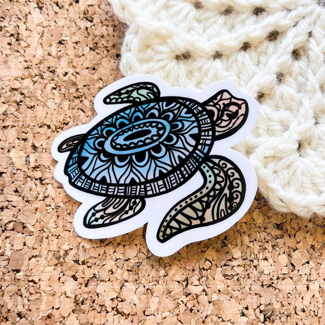 Tangle Turtle Vinyl Sticker, Water Bottle Stickers, Ocean Stickers ...