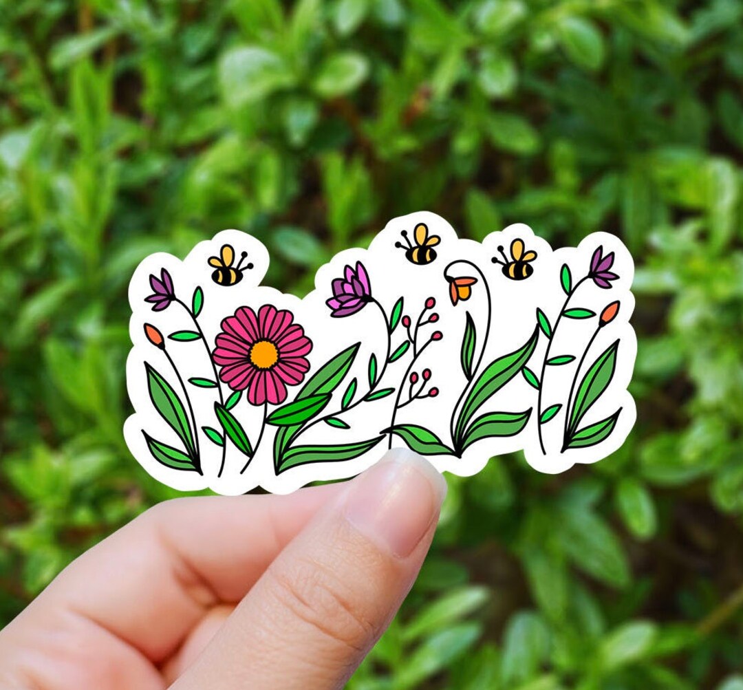 Wild Bee Flower Vinyl Sticker Garden Sticker Laptop - Etsy