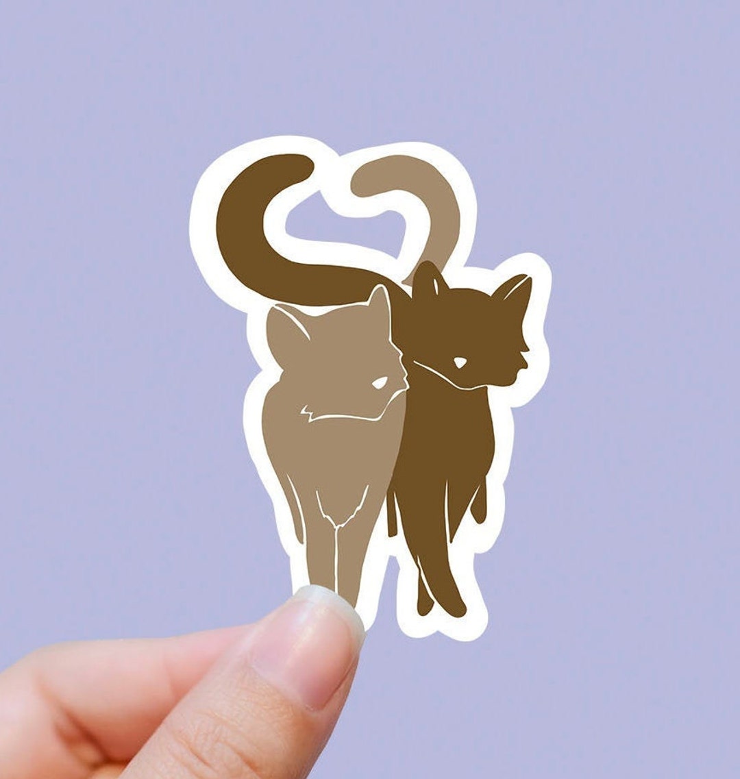 Twin Cats Vinyl Sticker, Tumbler Decal, Funny Stickers, Water Bottle ...
