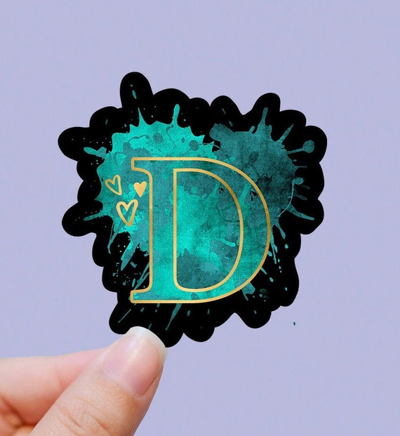 Green Color Splash D Vinyl Sticker Monogram Tumbler Sticker | Etsy