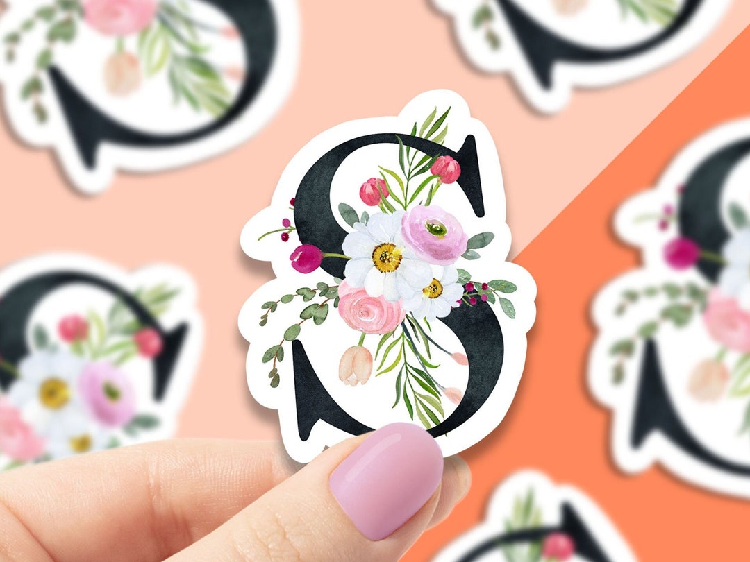 Spring Flower Letter S Vinyl Sticker, Monogram, Best Friend Gift ...