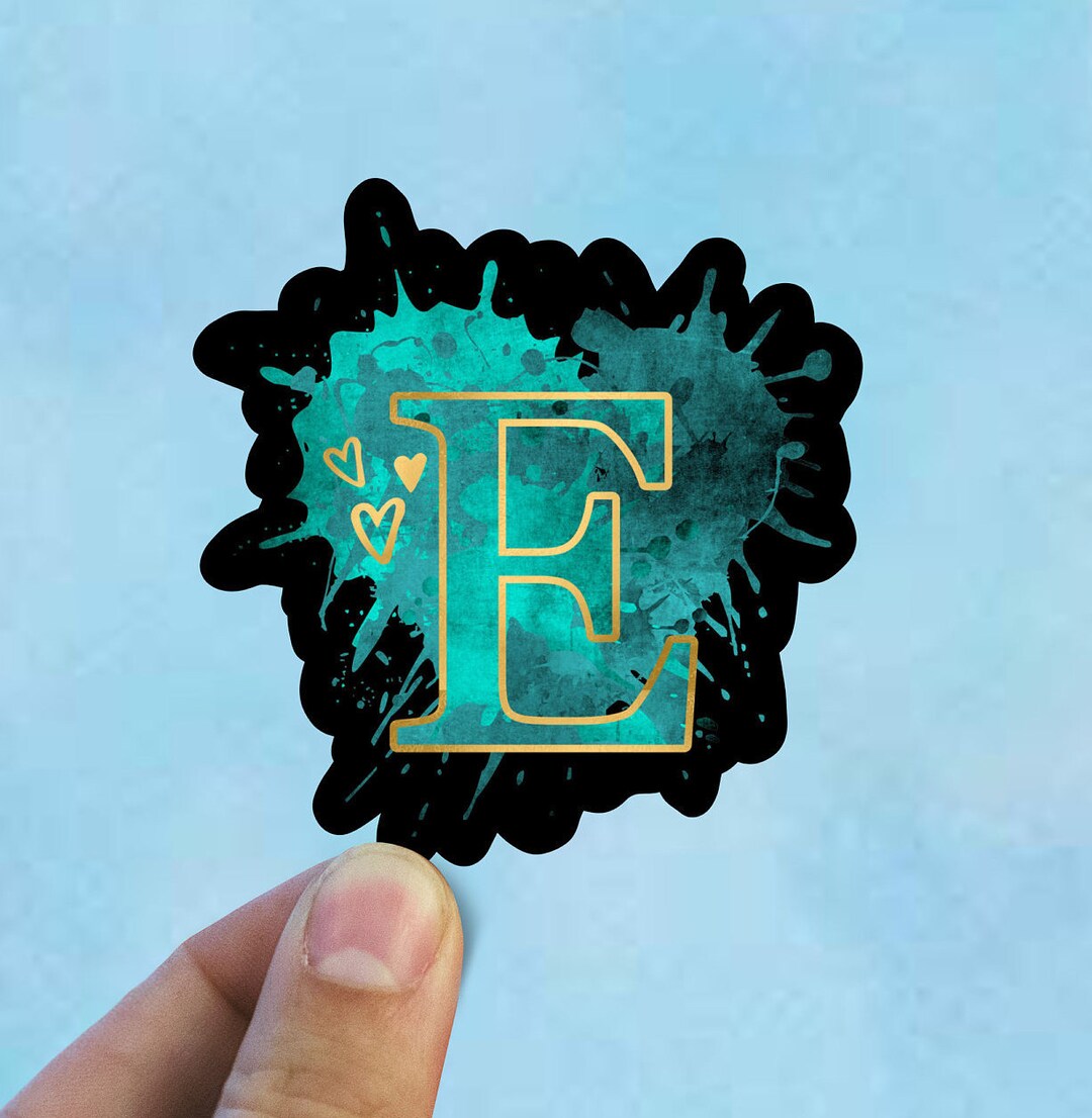 Green Color Splash E Vinyl Sticker, Monogram, Tumbler Sticker, Laptop ...