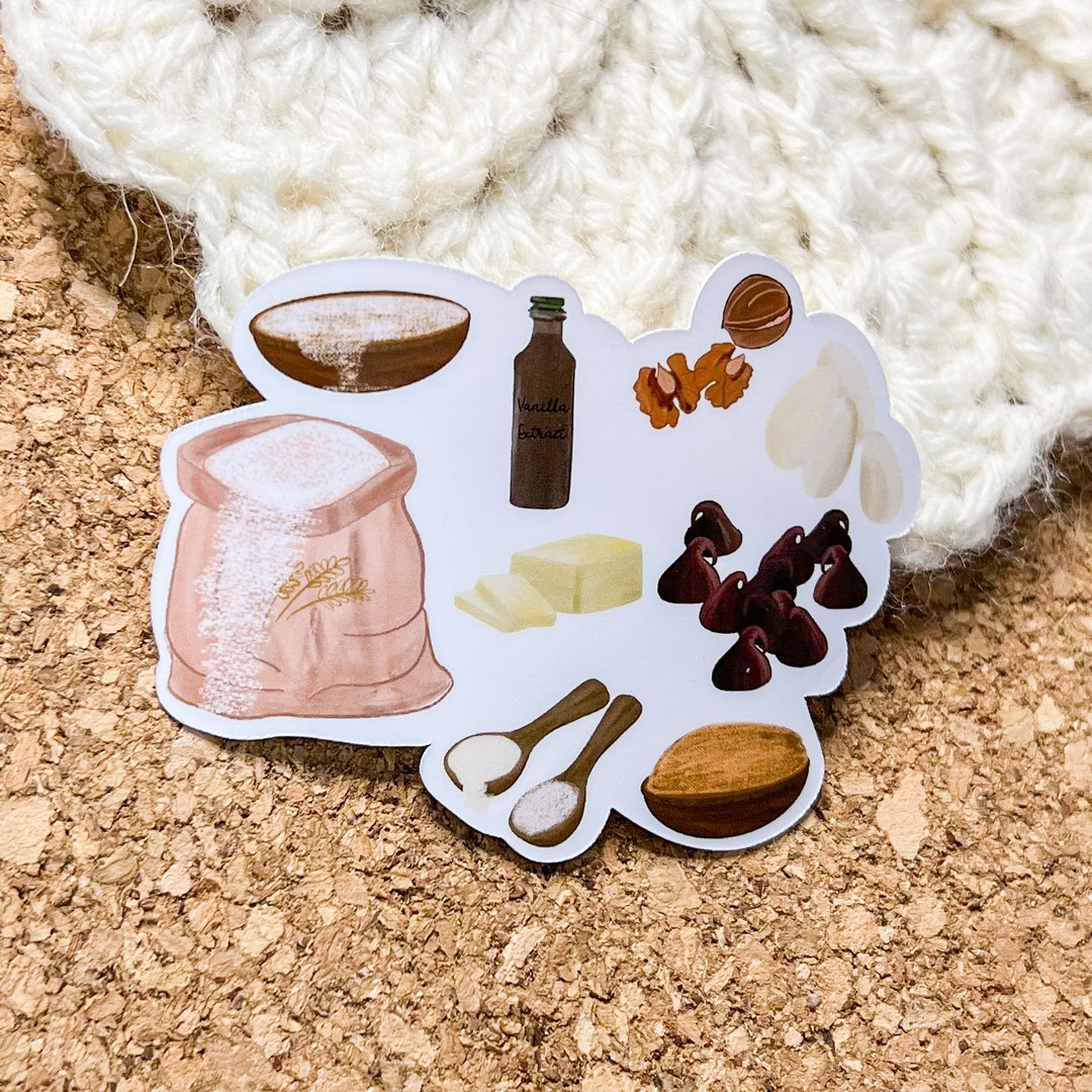 Chocolate Chip Cookies Vinyl Sticker, Laptop Stickers, Kitchen Decals ...