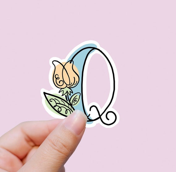 Sketch Lettered Q Vinyl Sticker Monogram Best Friend Gift | Etsy
