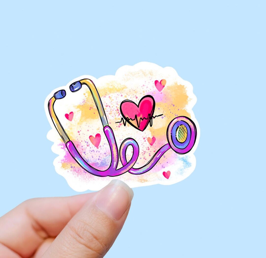 Stethoscope Watercolor Vinyl Sticker, Nurse Sticker, Best Friend Gift ...