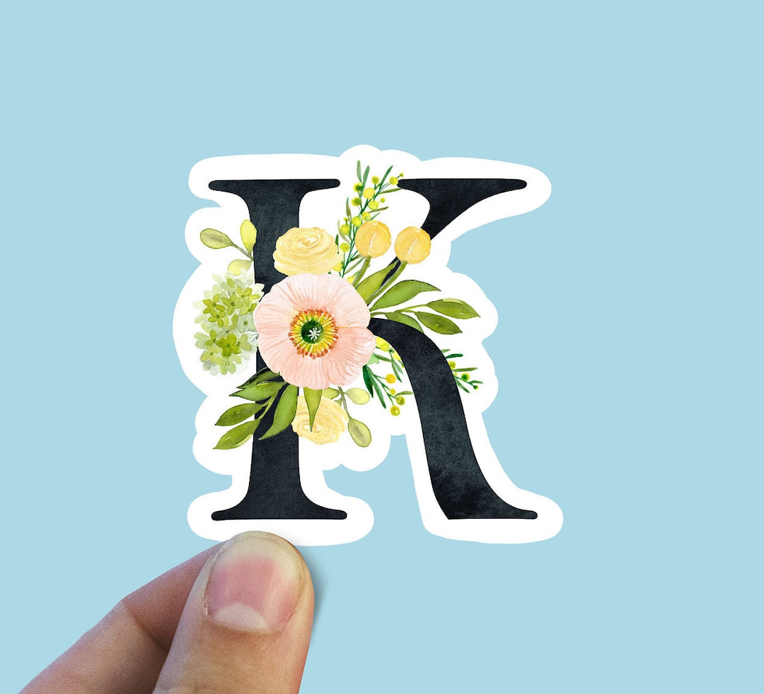 Spring Flower Letter K Vinyl Sticker, Monogram, Best Friend Gift ...