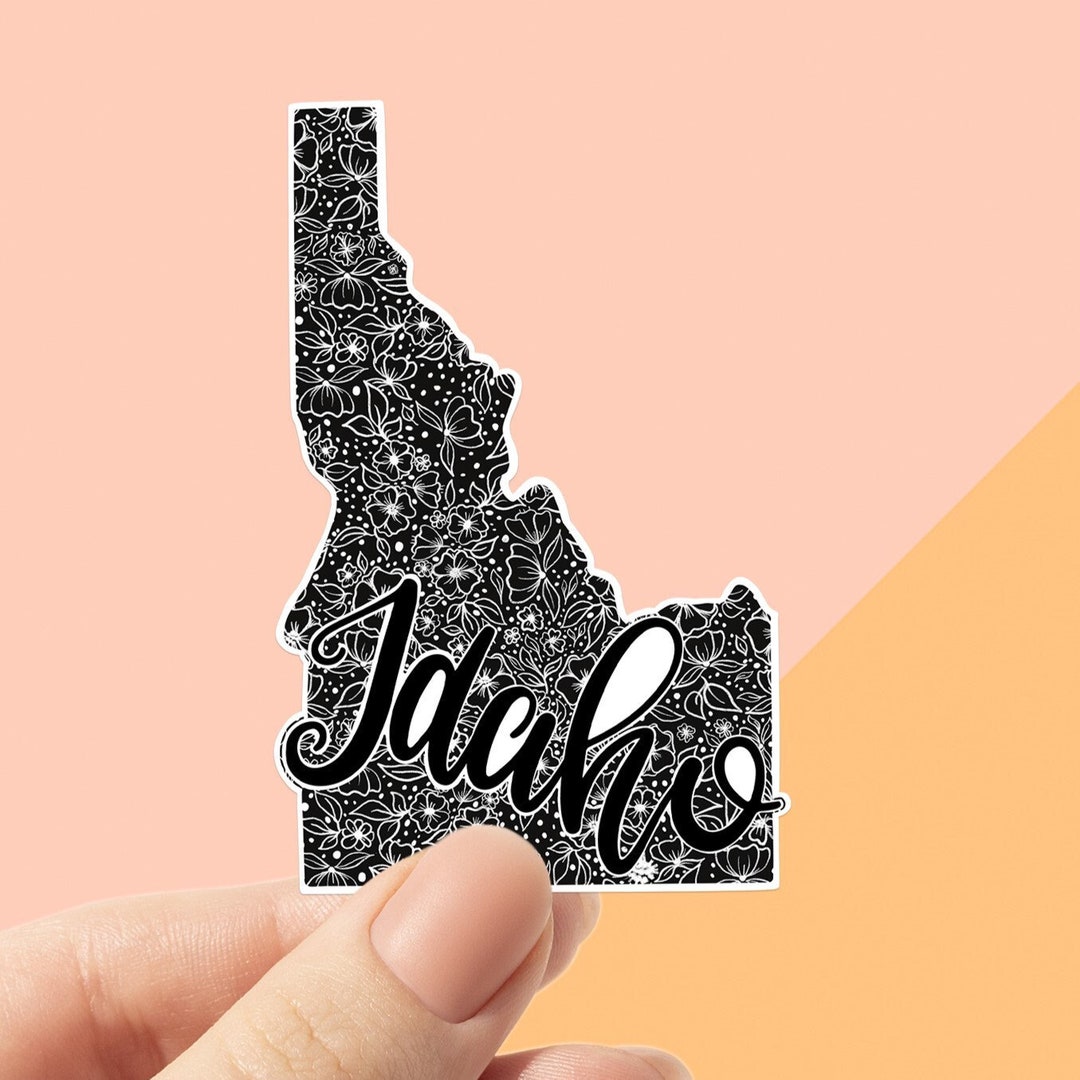 Idaho Black Floral State Stickers, Laptop and Water Bottle Stickers ...