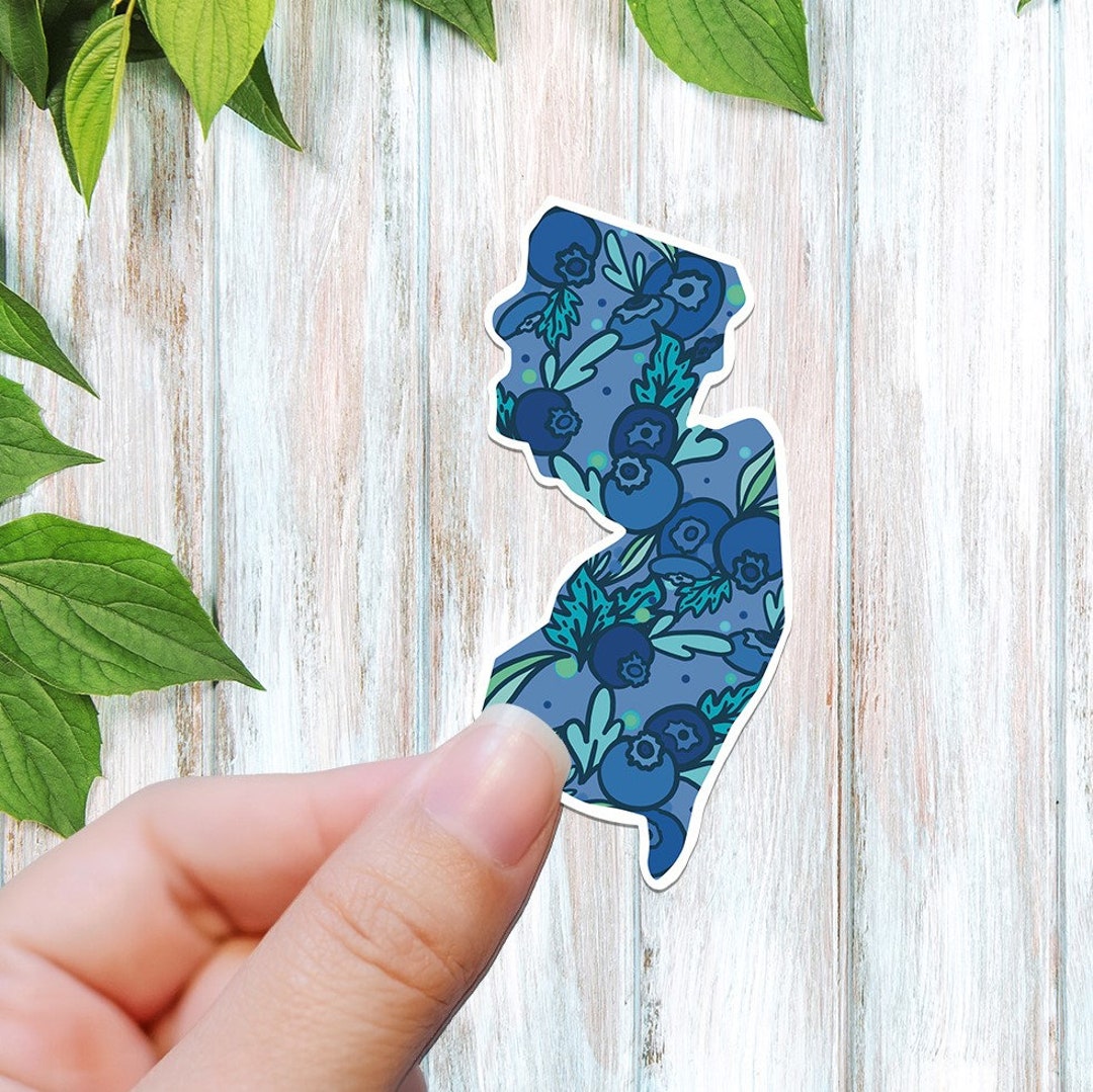 New Jersey Blueberry Sticker, New Jersey Decal, Waterproof State ...