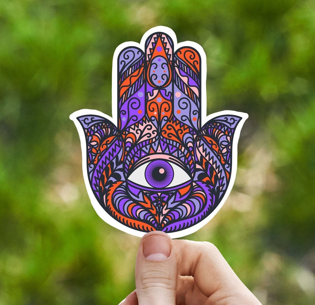 Purple Hamsa Hand Vinyl Sticker, Evil Eye, Best Friend Gift, Laptop ...
