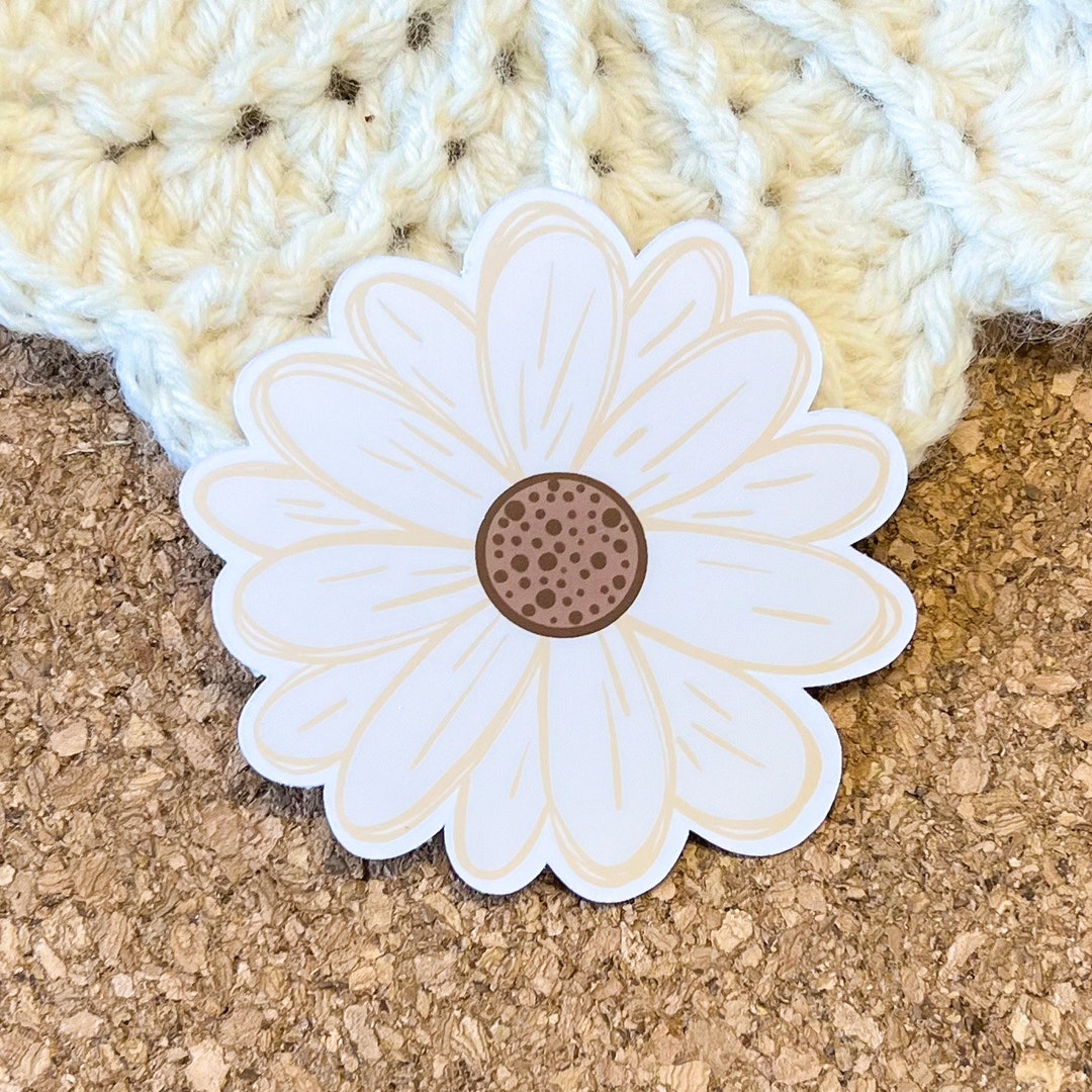 Illustrated Daisy Vinyl Sticker, Floral Stickers, Best Friend Gift ...