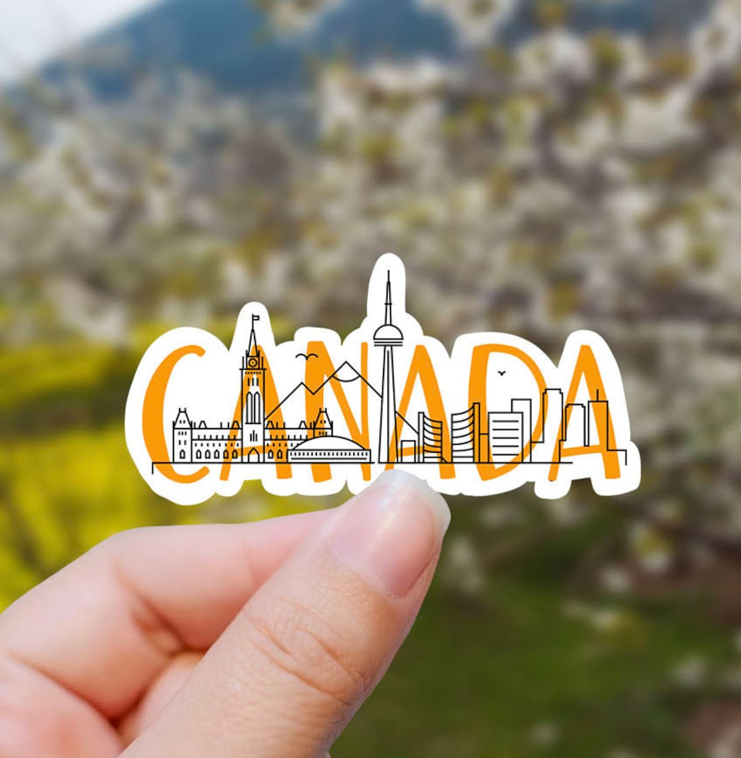Colorful Canada Skyline Vinyl Sticker, Travel Stickers, Canada Stickers ...