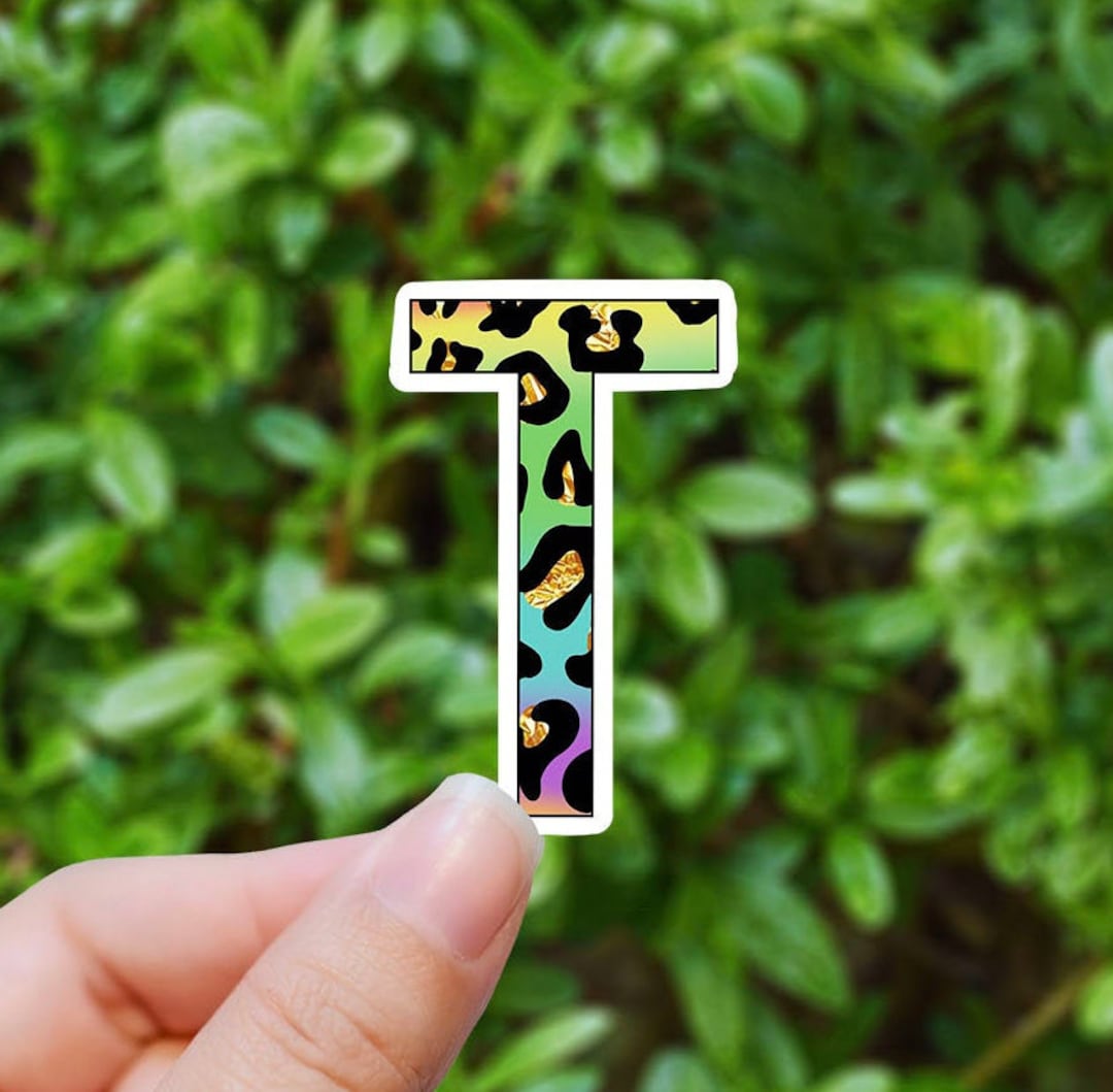 Rainbow Cheetah Letter T Vinyl Sticker, Monogram, Best Friend Gift ...