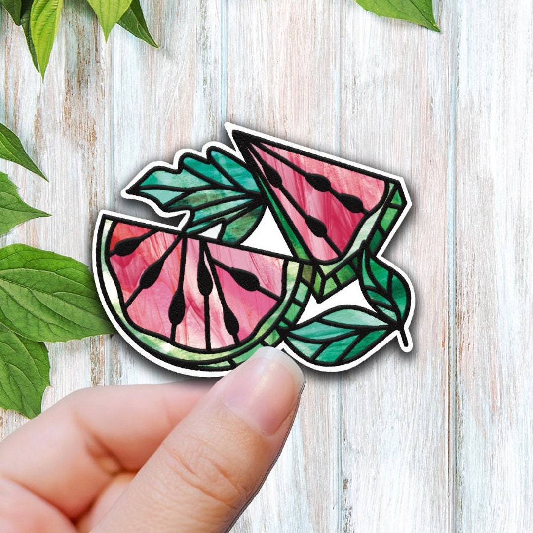 Watermelons Stained Glass Vinyl Sticker, Fruit Sticker, Stained Glass ...