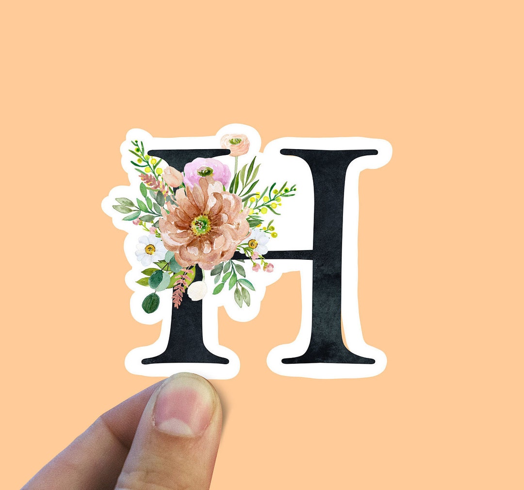 Spring Flower Letter H Vinyl Sticker, Monogram, Best Friend Gift ...