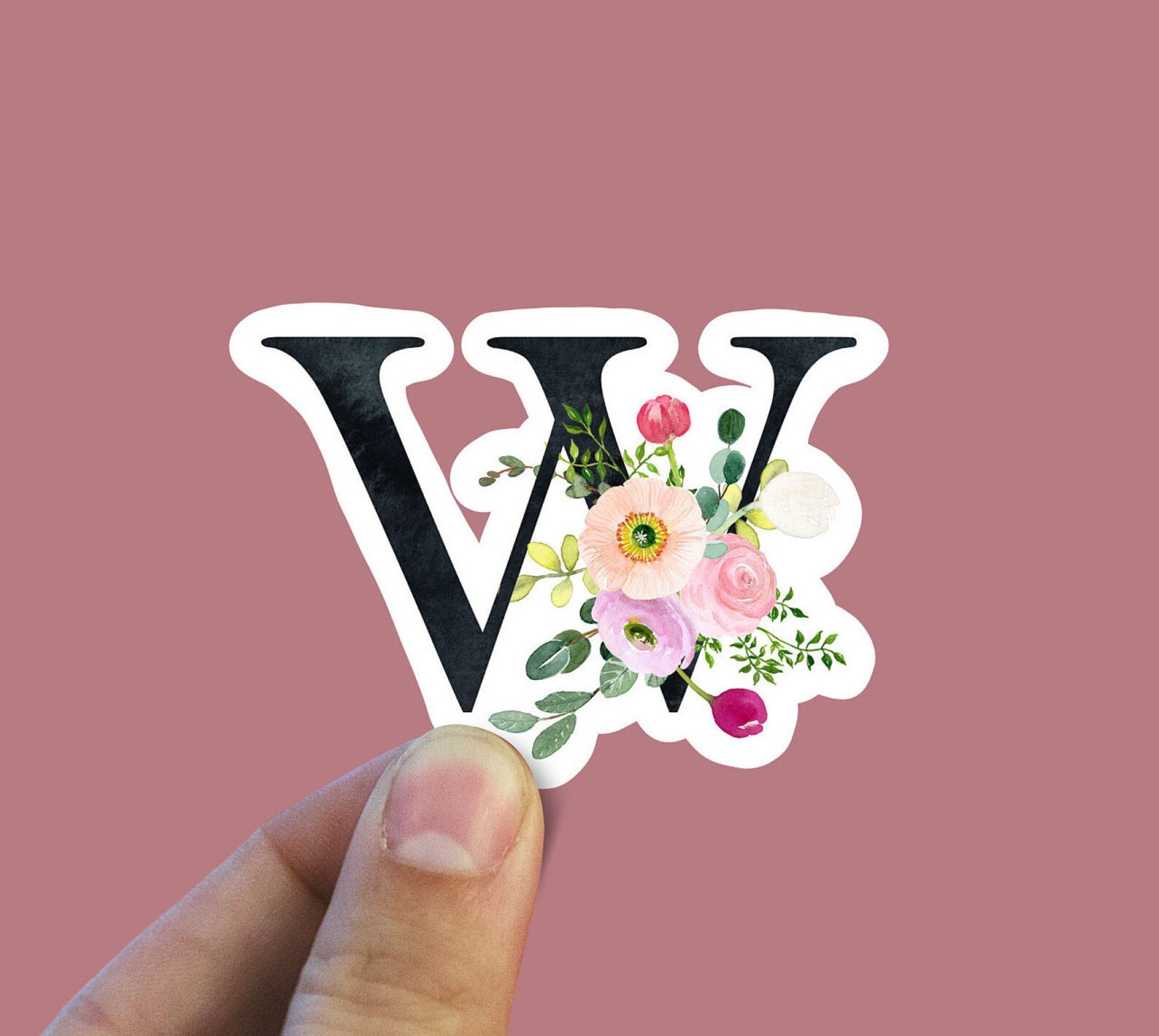 Spring Flower Letter W Vinyl Sticker Monogram Best Friend - Etsy