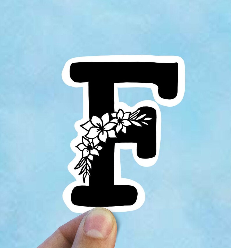 Letter F Flower Vinyl Sticker, Monogram, Best Friend Gift, Laptop Decal ...