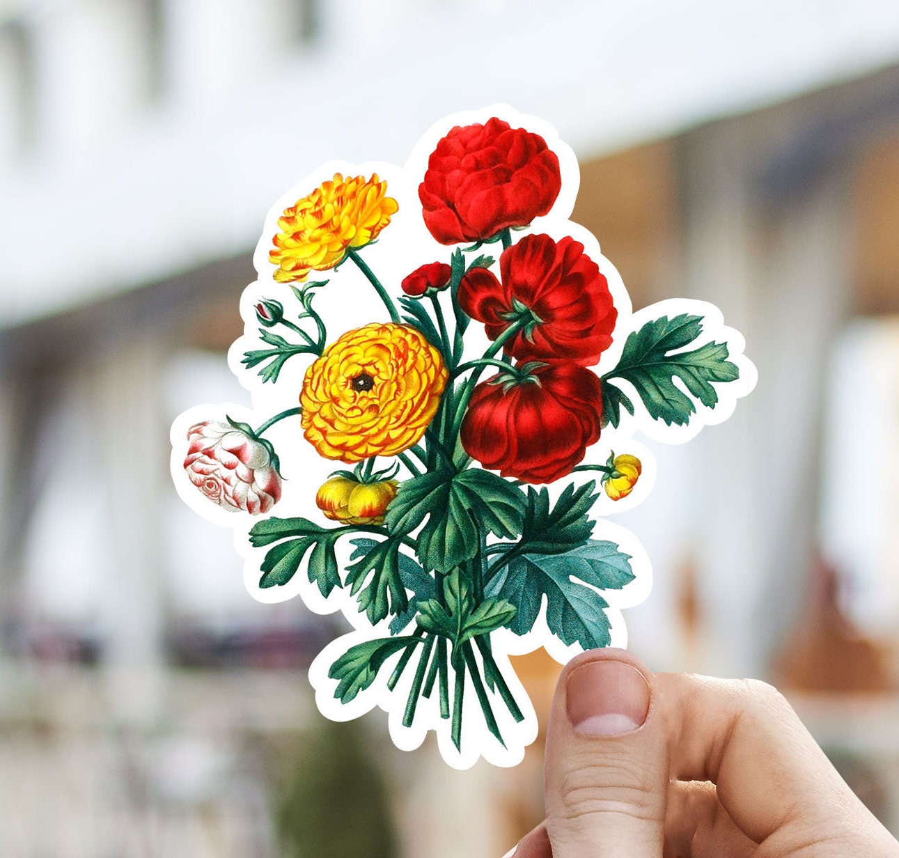 Vintage Bouquet Vinyl Sticker Illustrated Flower Sticker - Etsy