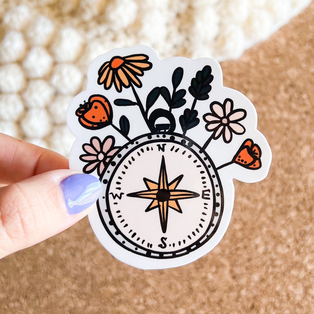 Floral Compass Vinyl Sticker, Ocean Stickers, Laptop Stickers - Etsy