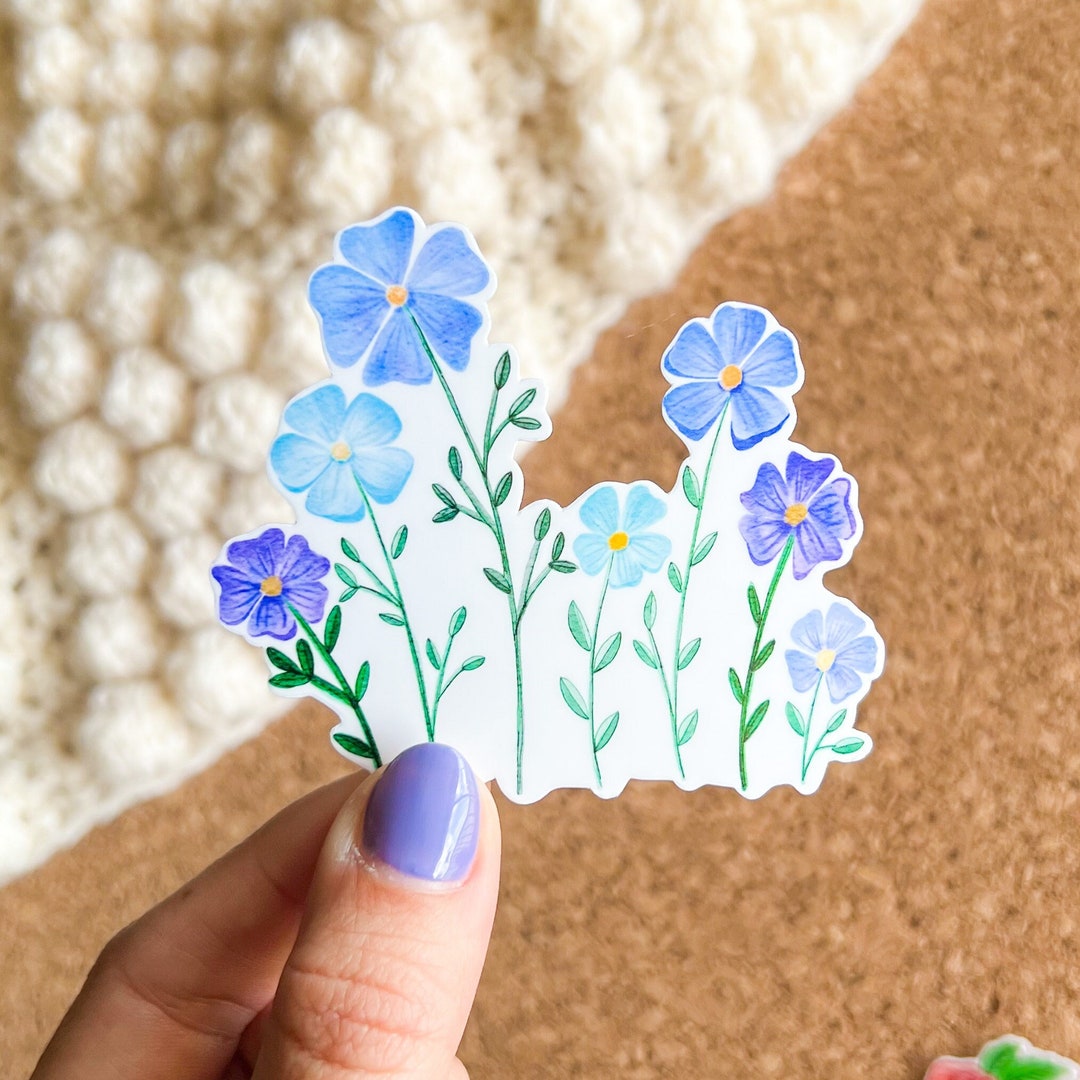 Blue Wildflowers Sticker, Trendy Sticker, Floral Stickers, Fun Saying ...