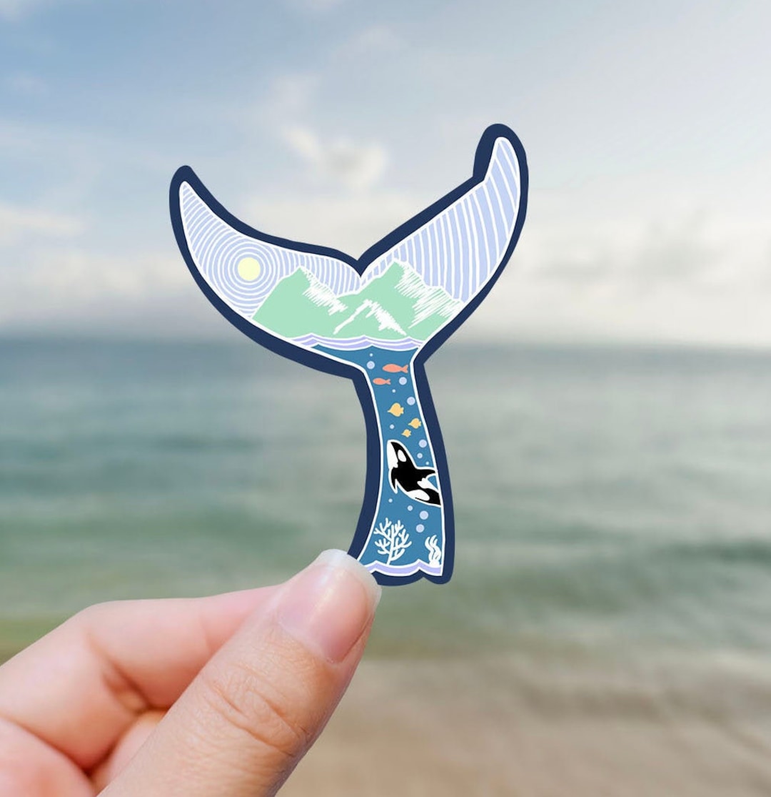 Mountain Whale Tail Vinyl Sticker, Whale Stickers, Best Friend Gift ...