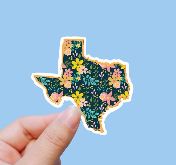 Flowered state Texas vinyl sticker custom stickers Texas | Etsy