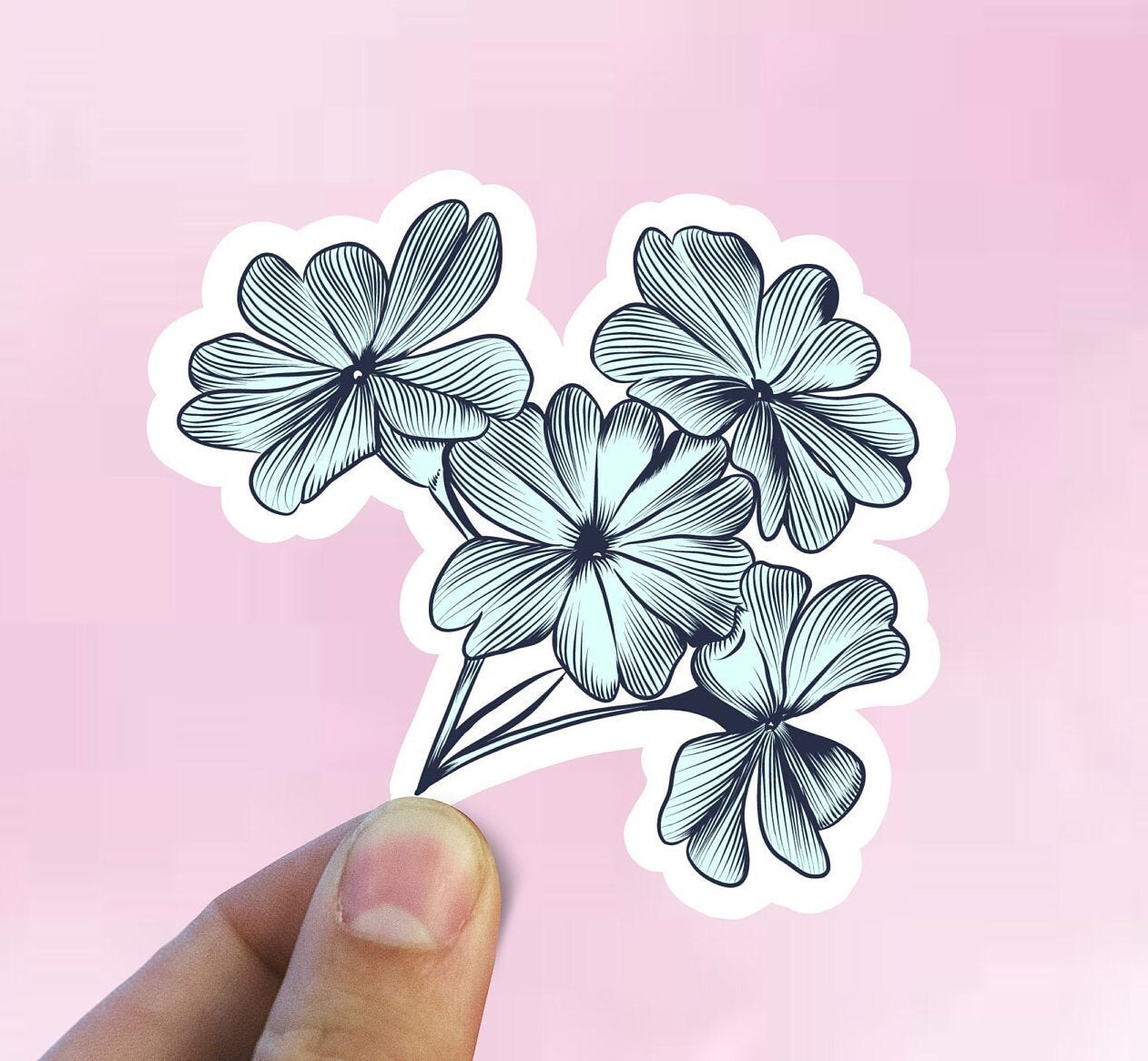 Blue Flower Sprigs Vinyl Sticker Flower Sticker Boho | Etsy