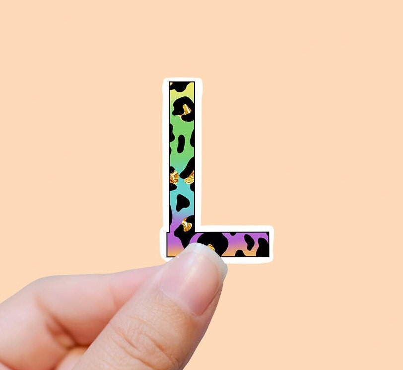 Rainbow Cheetah Letter L Vinyl Sticker Monogram Best Friend - Etsy